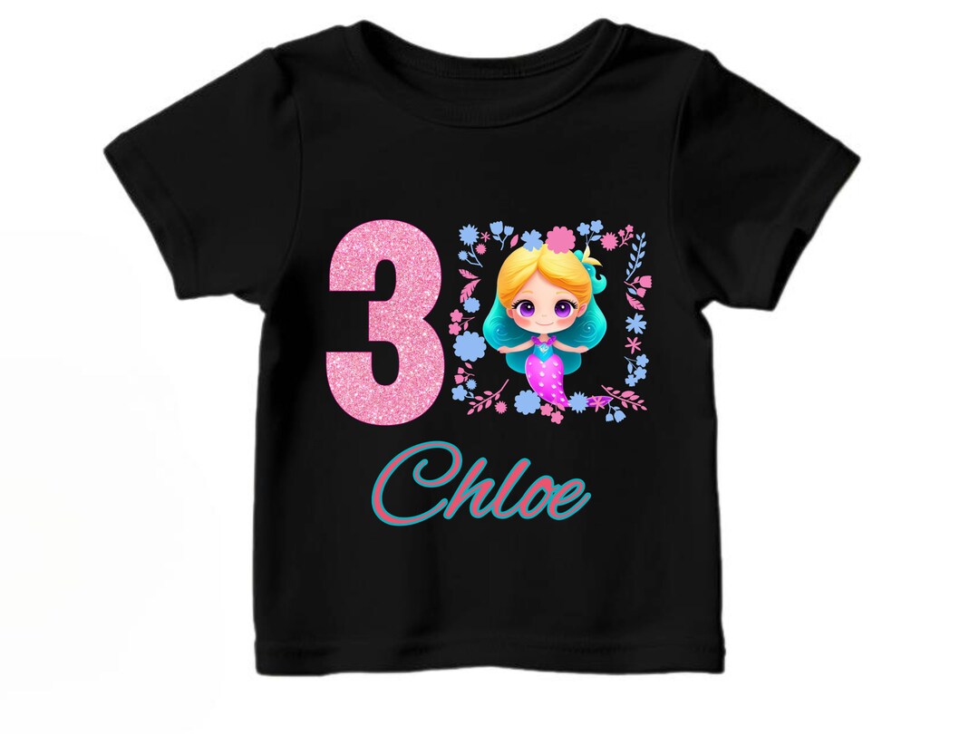 Custom 3rd Birthday Little Mermaid Girl Shirt Birthday Gift, Custom Your Toddler Name and ...