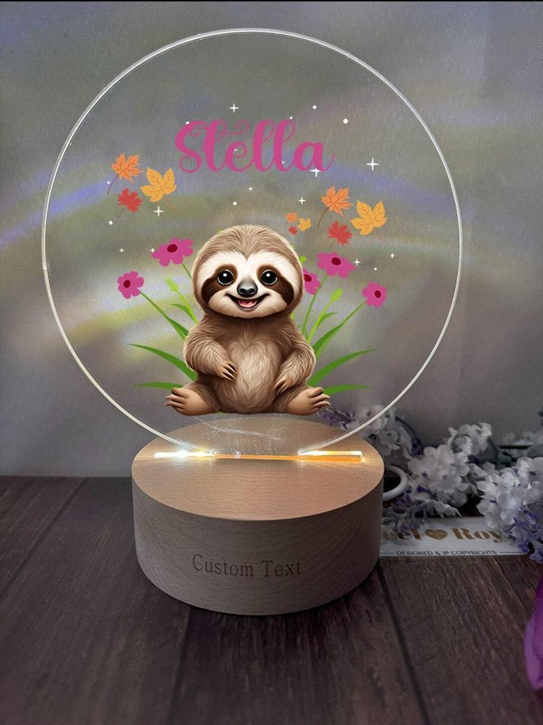 Personalized Baby Sloth Night Light Gift for New Born Bedroom Décor ...