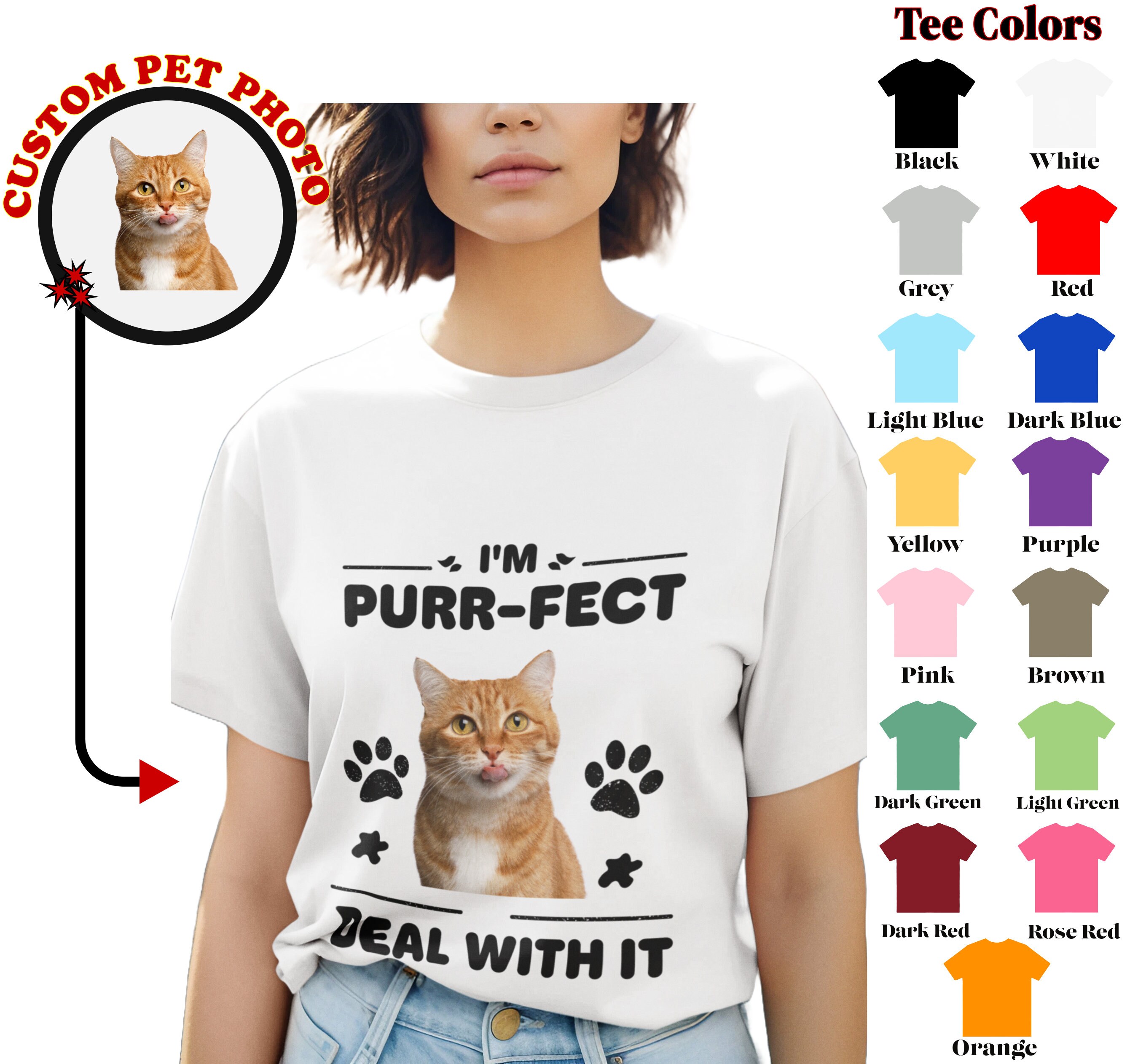 Custom Cat Portrait Shirt: Personalized Pet Memorial Tee, Thoughtful ...