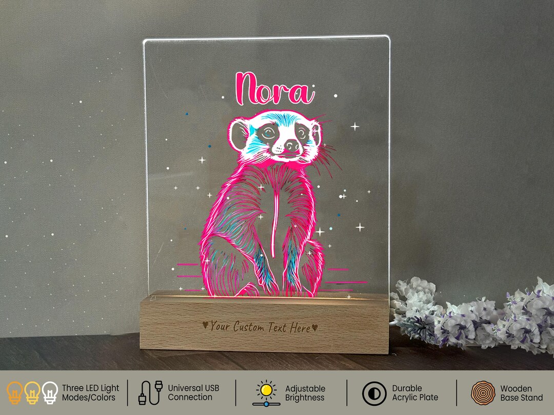 Baby Meerkat Night Light for Kids Bedroom and Nursery Decor - Custom ...