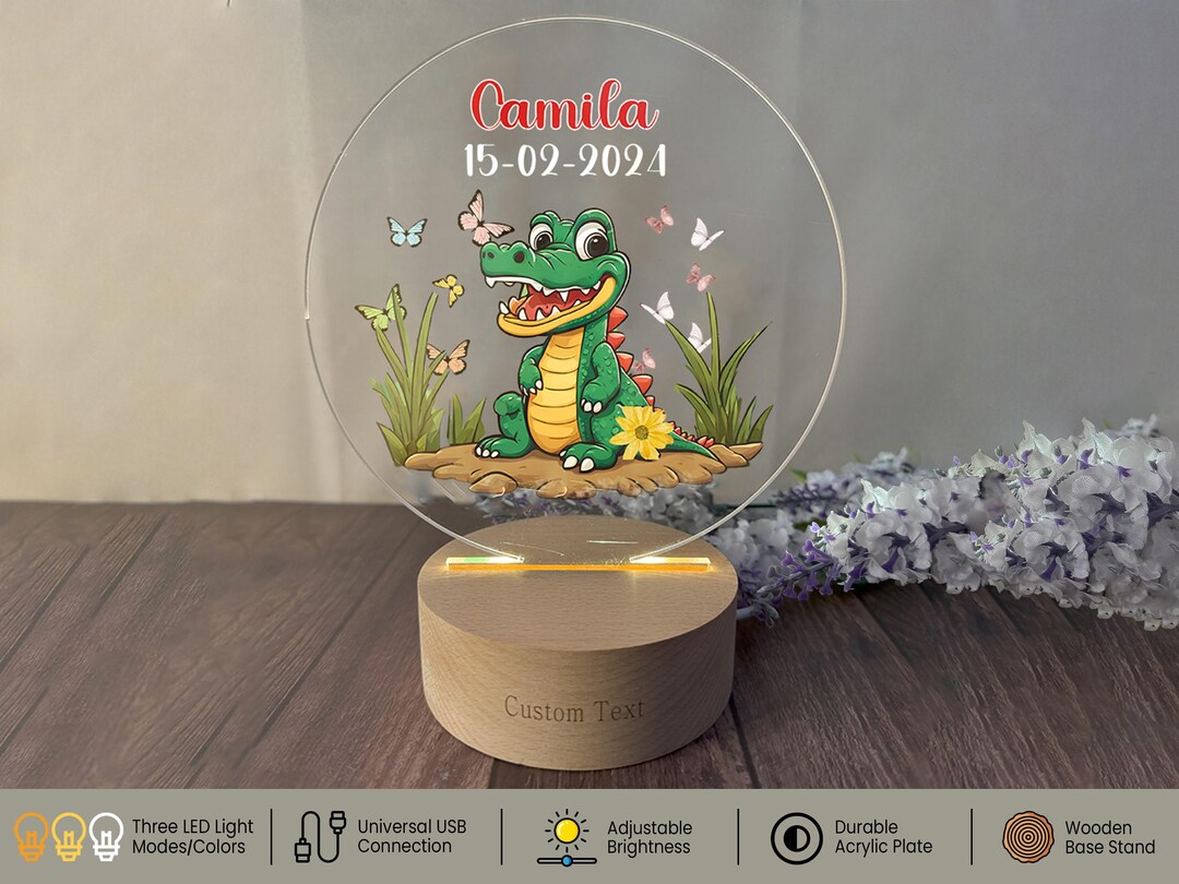 Personalized Crocodile Night Light: Custom Kids Bedroom Decor, a ...
