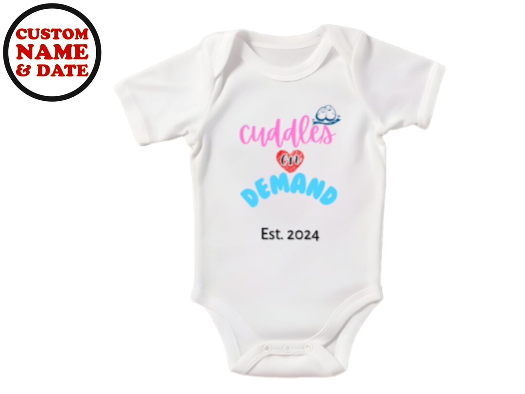 Custom 'cuddles on Demand' Baby Grow - Personalized Name Bodysuit, a ...