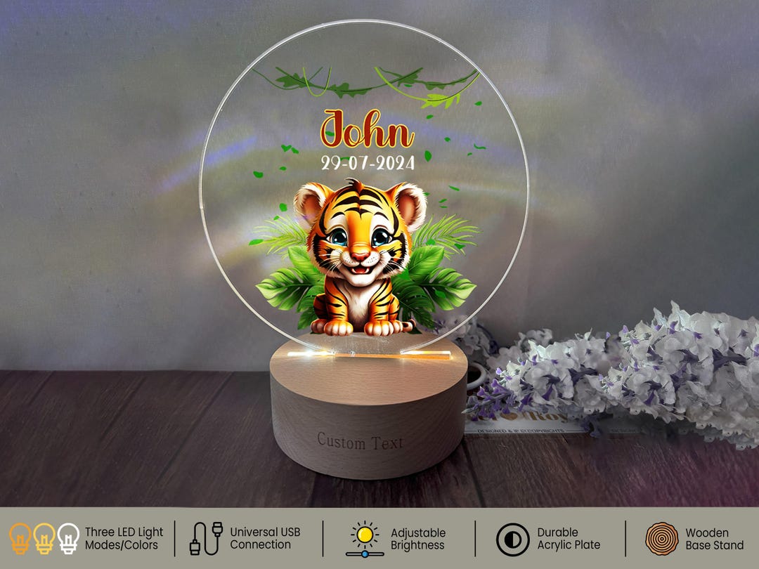 Personalized Tiger Night Light: Baby Boy Nursery Decor, a Thoughtful ...
