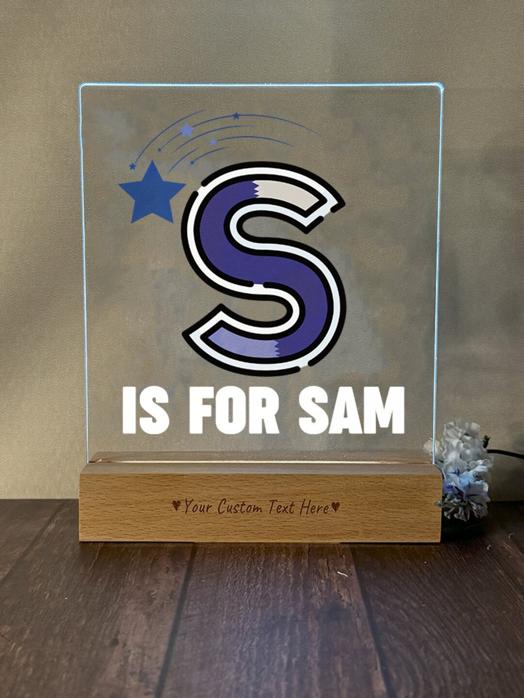 Custom Letter S Night Light: Personalized Toddler Girl Bedroom Decor, a ...