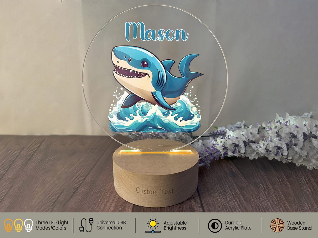 Custom Toddler Kids Baby Shark Night Light Lamp for Baby Bedroom Decor ...