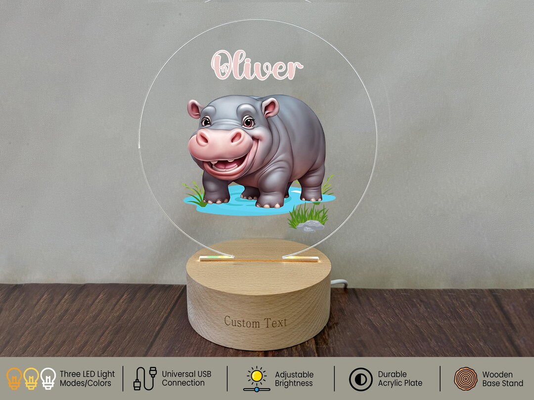 Custom Baby Hippo Night Light: Personalized Nursery Decor, a Thoughtful ...