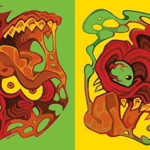 Art Print morph 1 and morph 2 8x8, 12x12 Monster Body Horror Art - Etsy