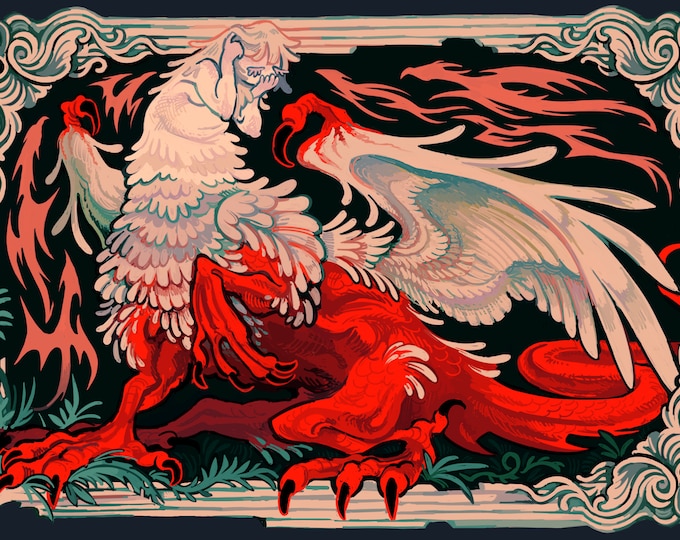 Red Dragon Falin Art Print 7.5x11 Dungeon Meshi Art - Etsy