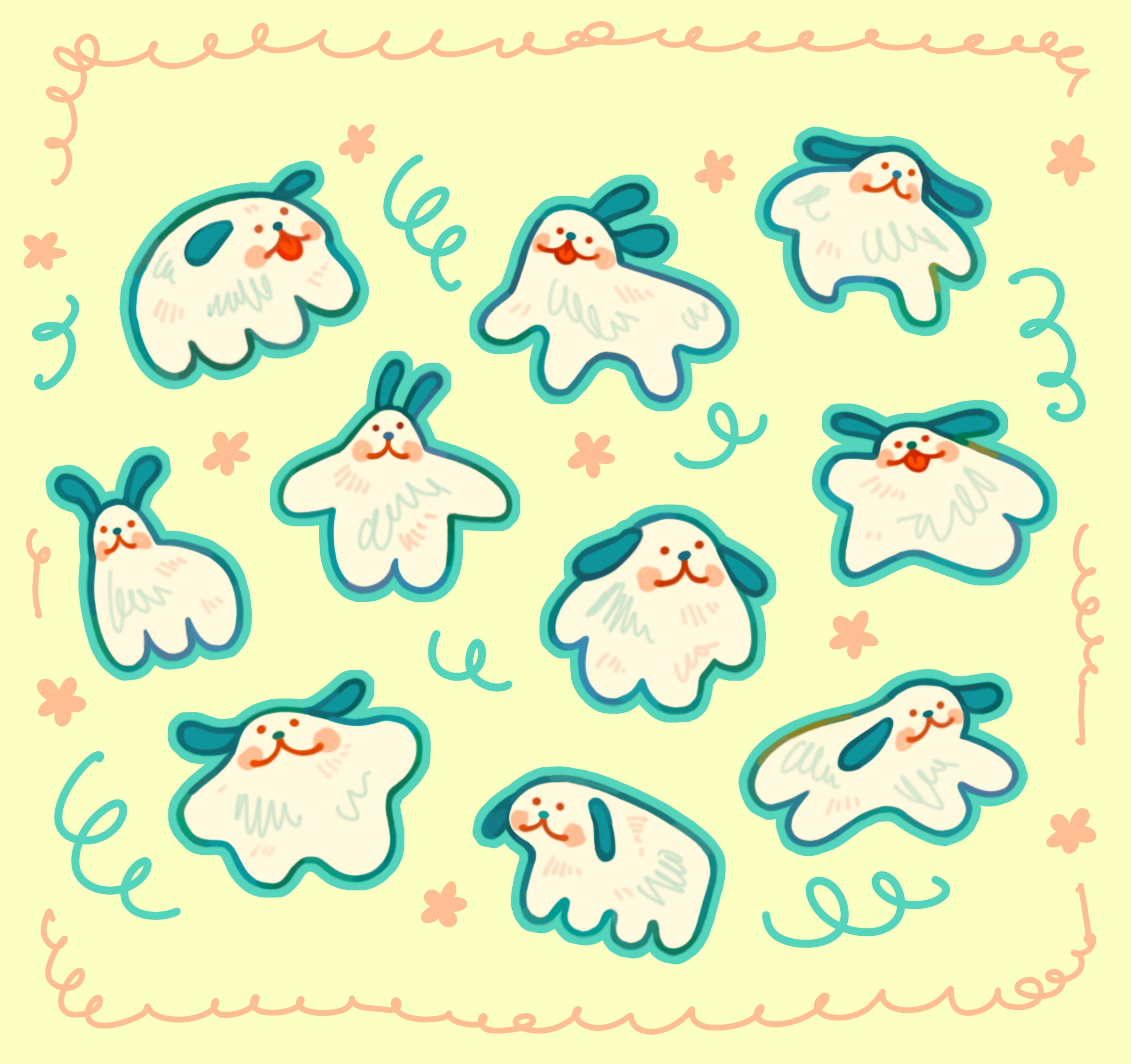 Scribble Puppy Sticker Sheet 10 Pieces - Etsy