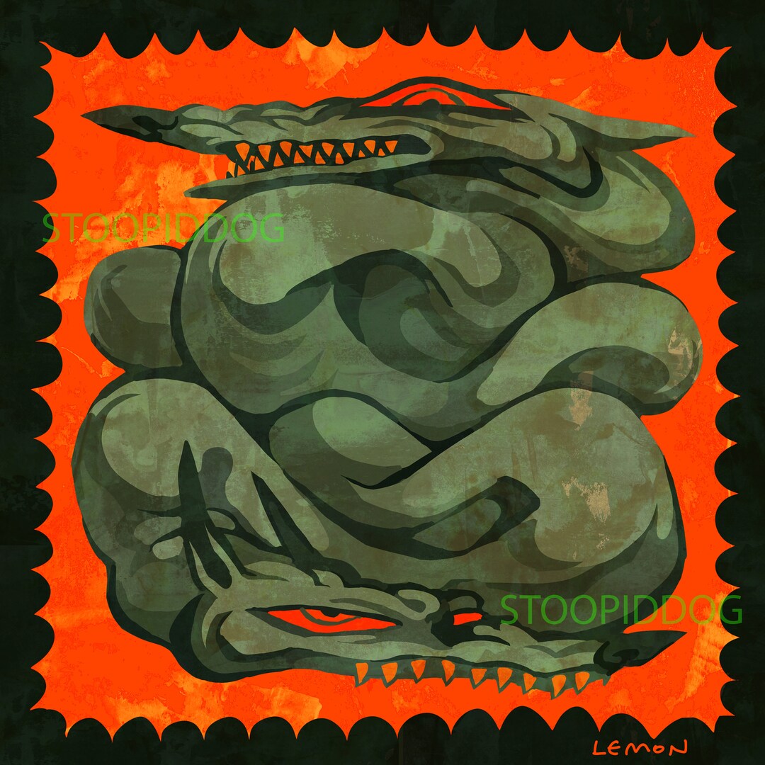 Art Print werm 8x8, 12x12 Monster Dog Art - Etsy