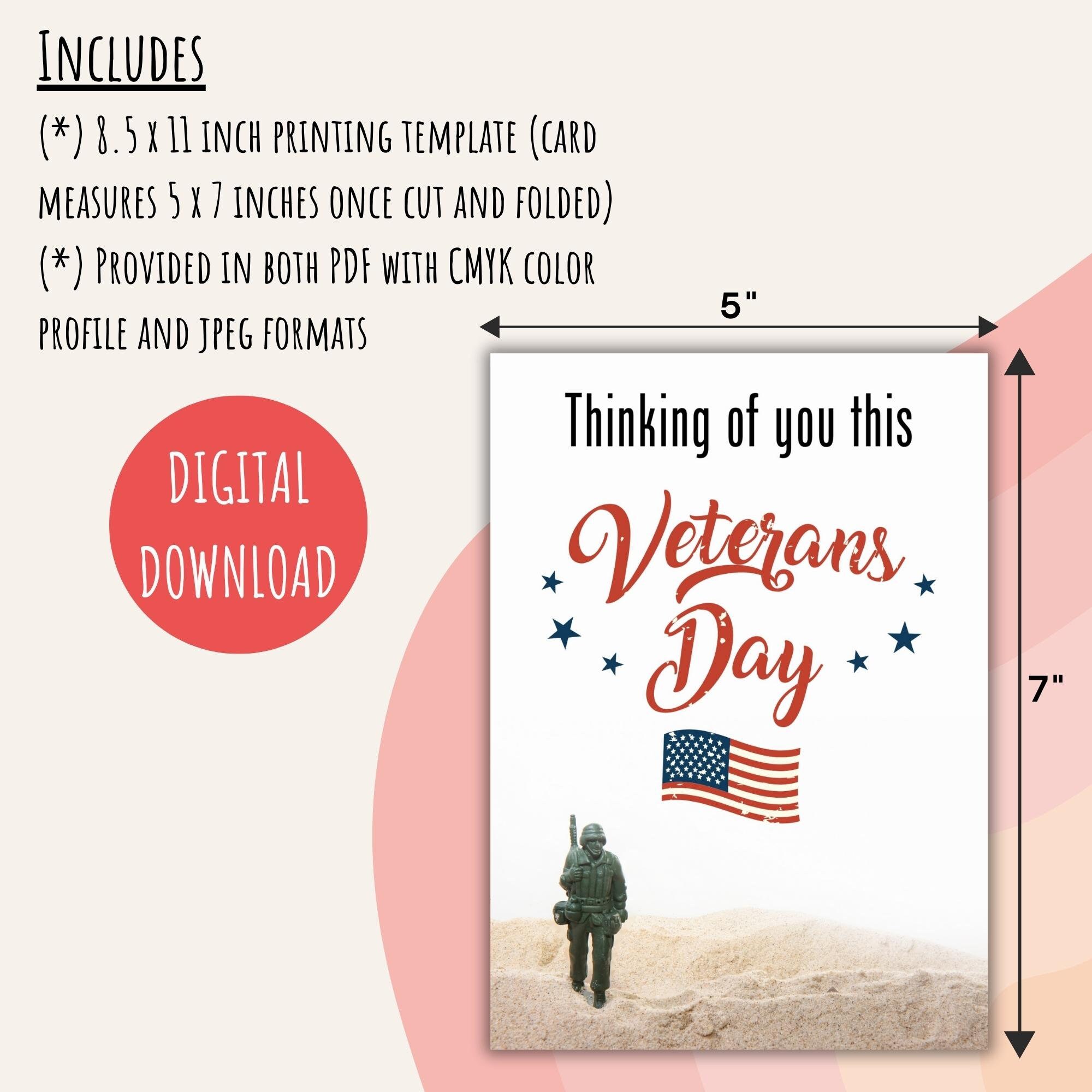 Printable Veterans Day Card, Toy Soldier, USA American Pride, Thank You ...