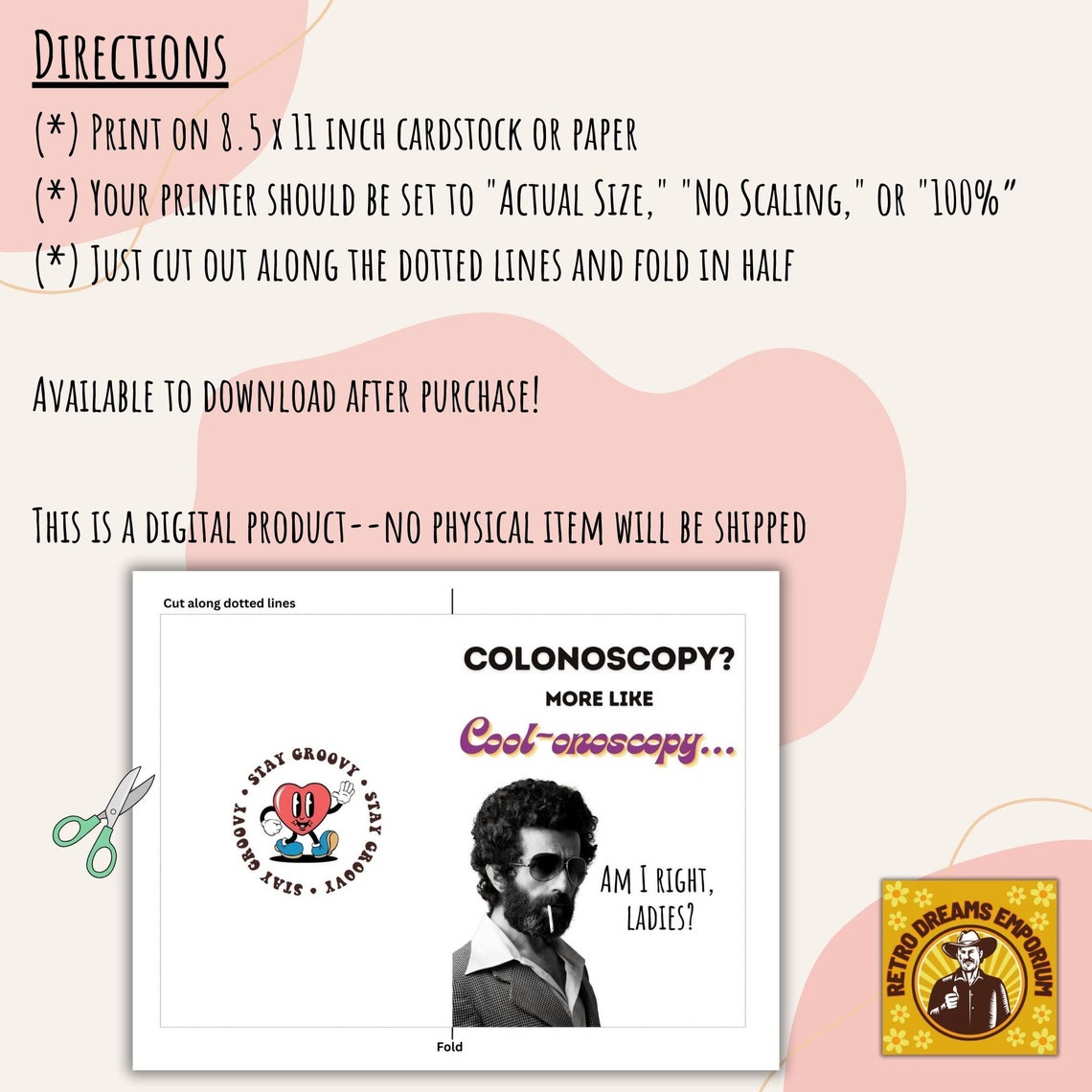 Colonoscopy Funny Card Printable, Digital Get Well Card, Retro and ...