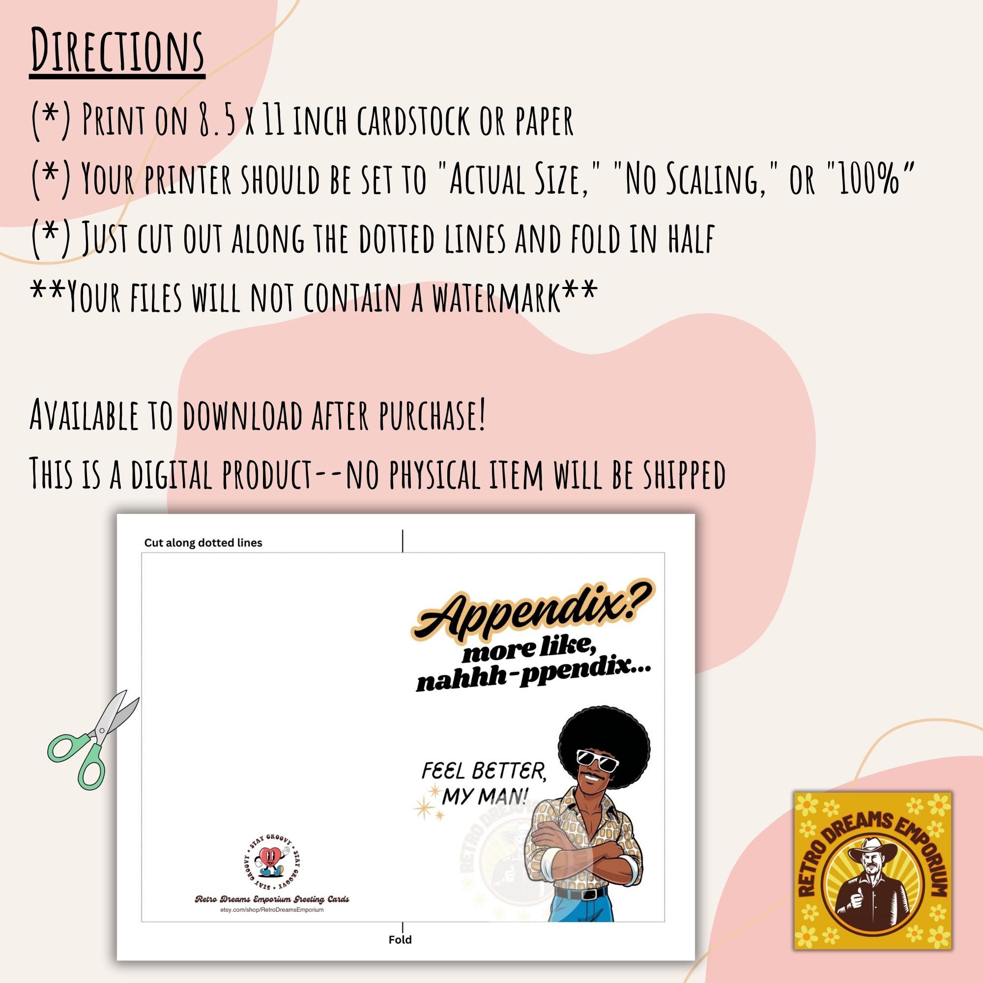 Funny Appendix Surgery Card | Printable Appendectomy Recovery Greeting ...