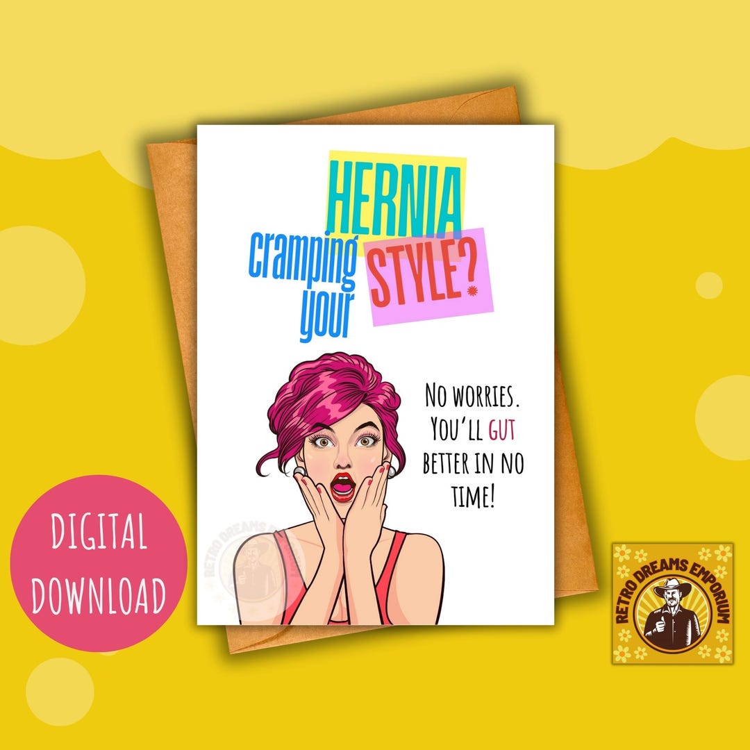 Hernia Surgery Funny Get Well Card, Printable Hernia Recovery Card ...