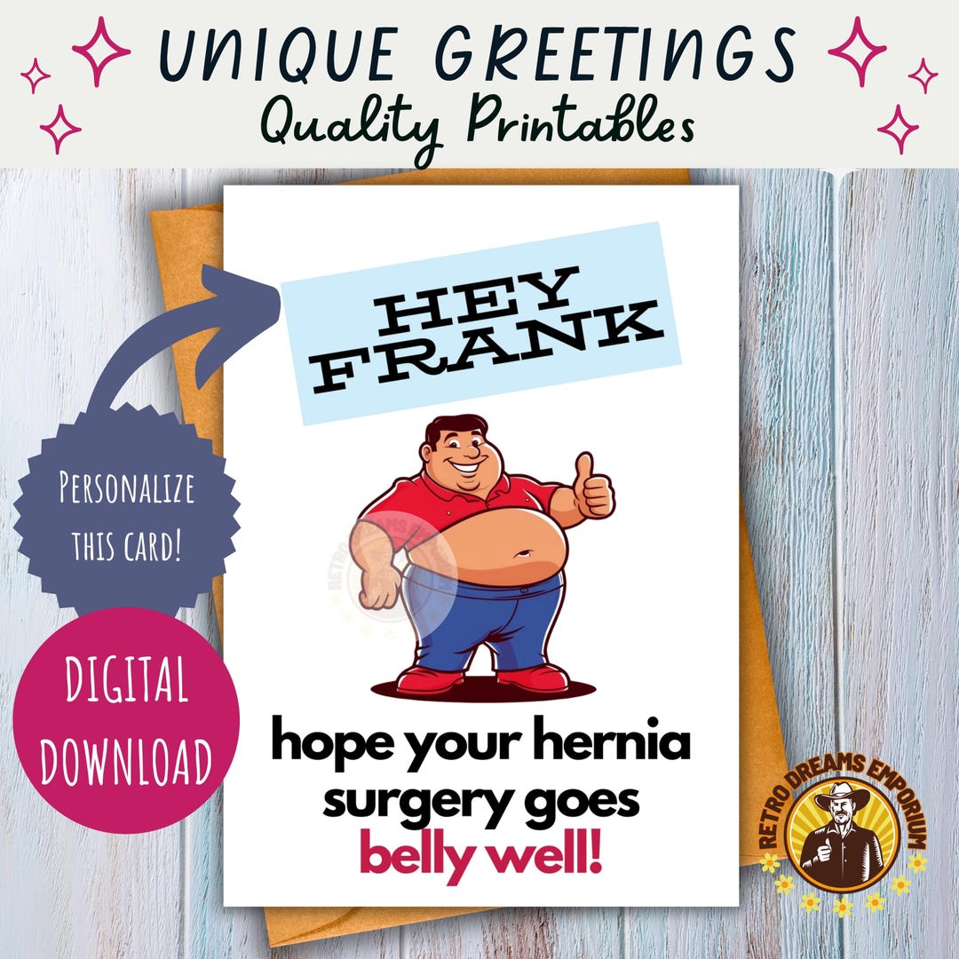 Customizable Hernia Surgery Card | Printable Get Well | Post Operative ...