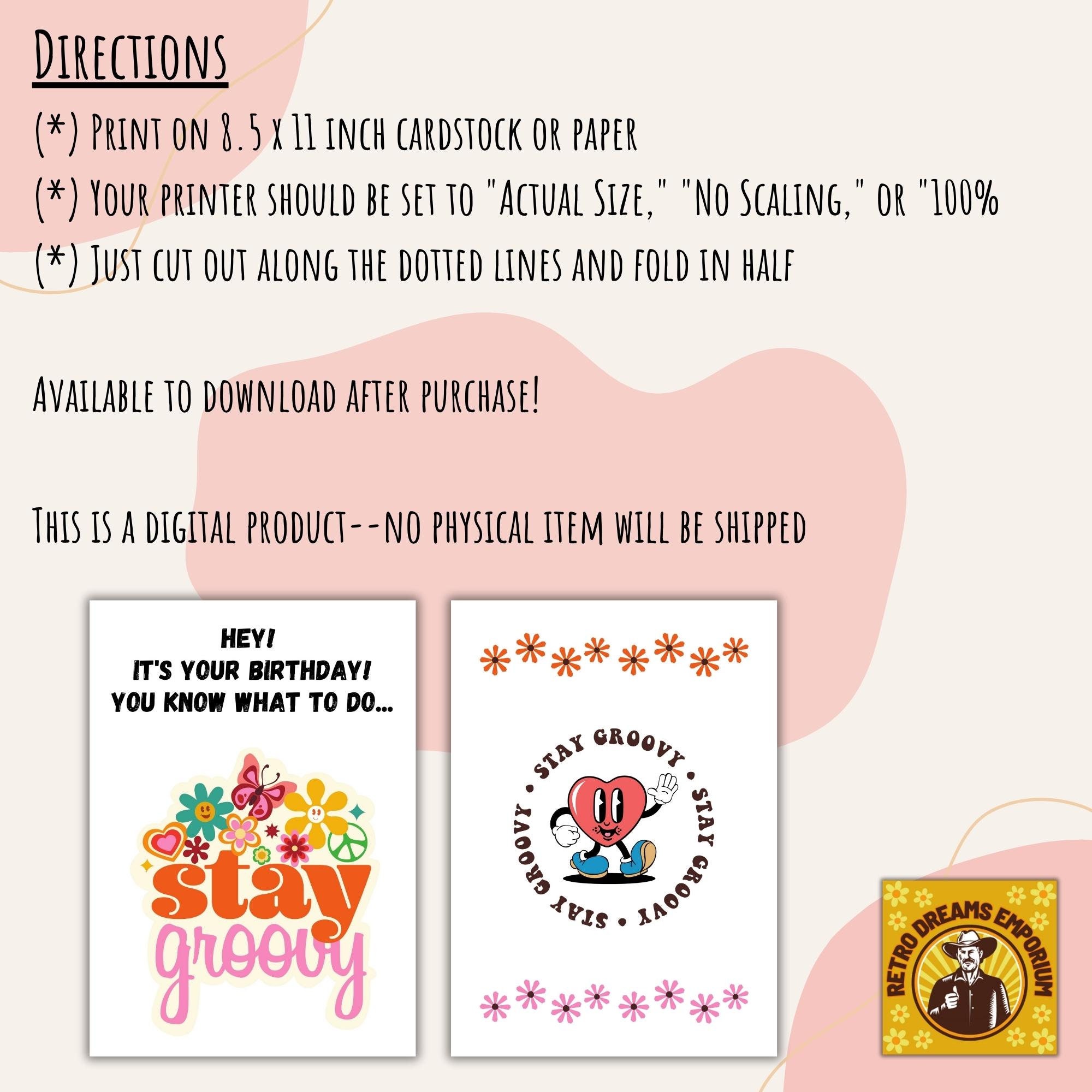 Printable Stay Groovy Birthday Card, Printable Birthday Card Retro ...