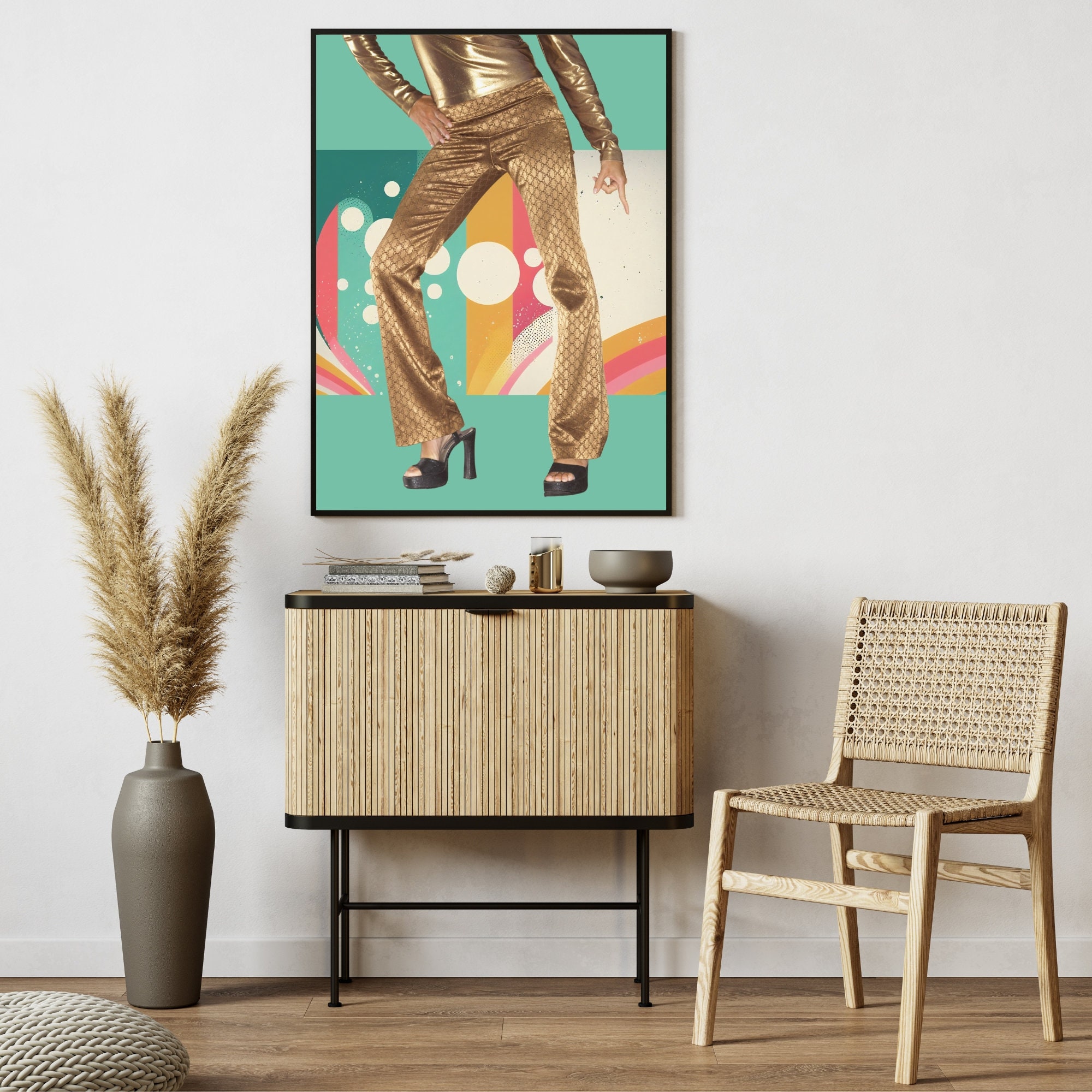 70s Retro Disco Diva Digital Print, Groovy Digital Download, Vibrant ...