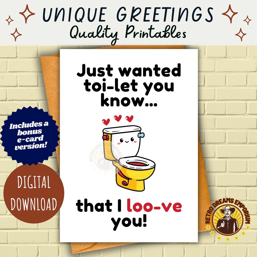 Cheeky Valentine's Day & Anniversary Card | Kawaii Style Toilet Puns ...