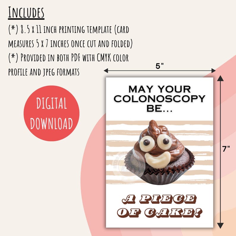 Colonoscopy Well Wishes Card Printable, Digital Get Well Gift, Funny ...