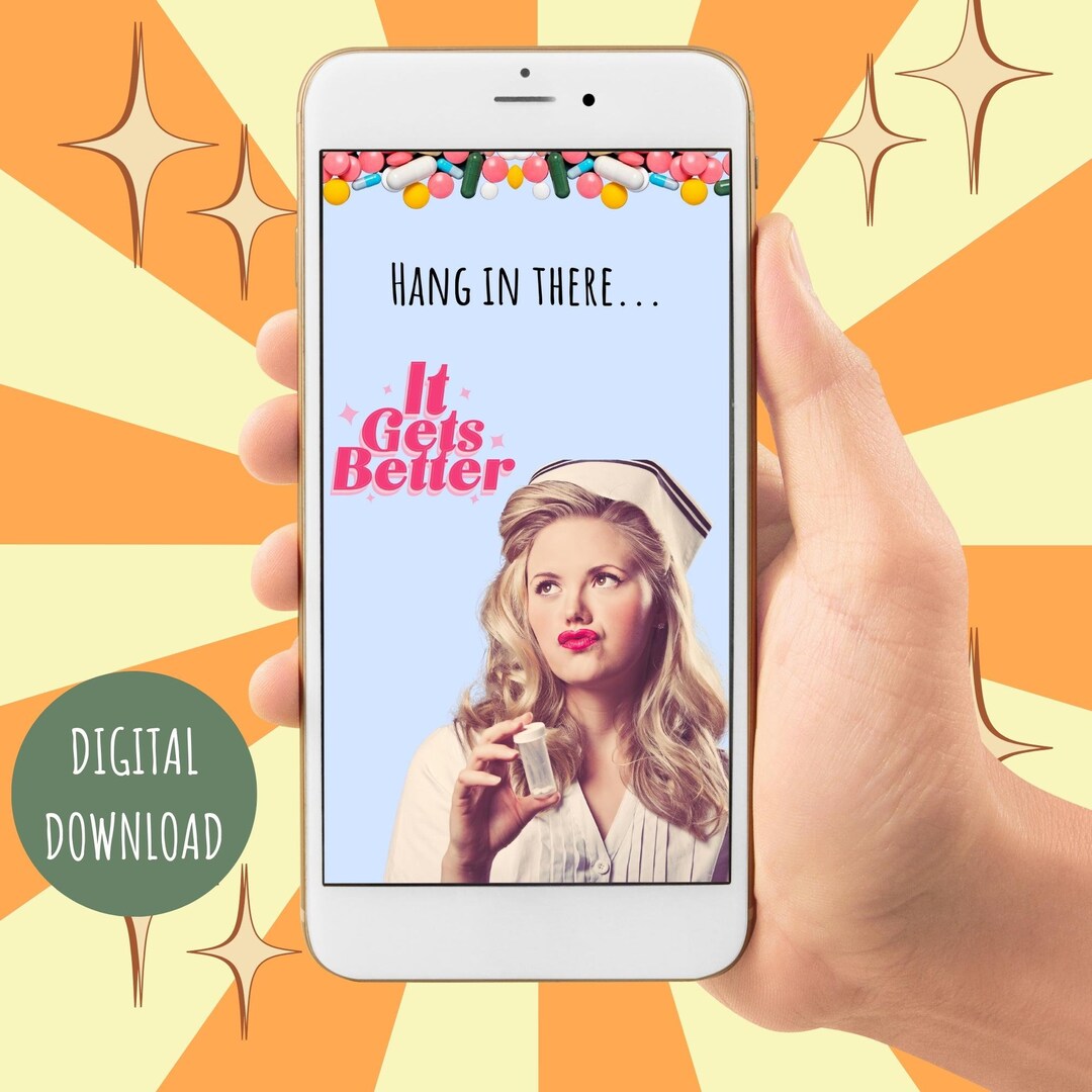 Get Well Soon E-card Digital, Retro Nurse, Feel Good Message Pills ...