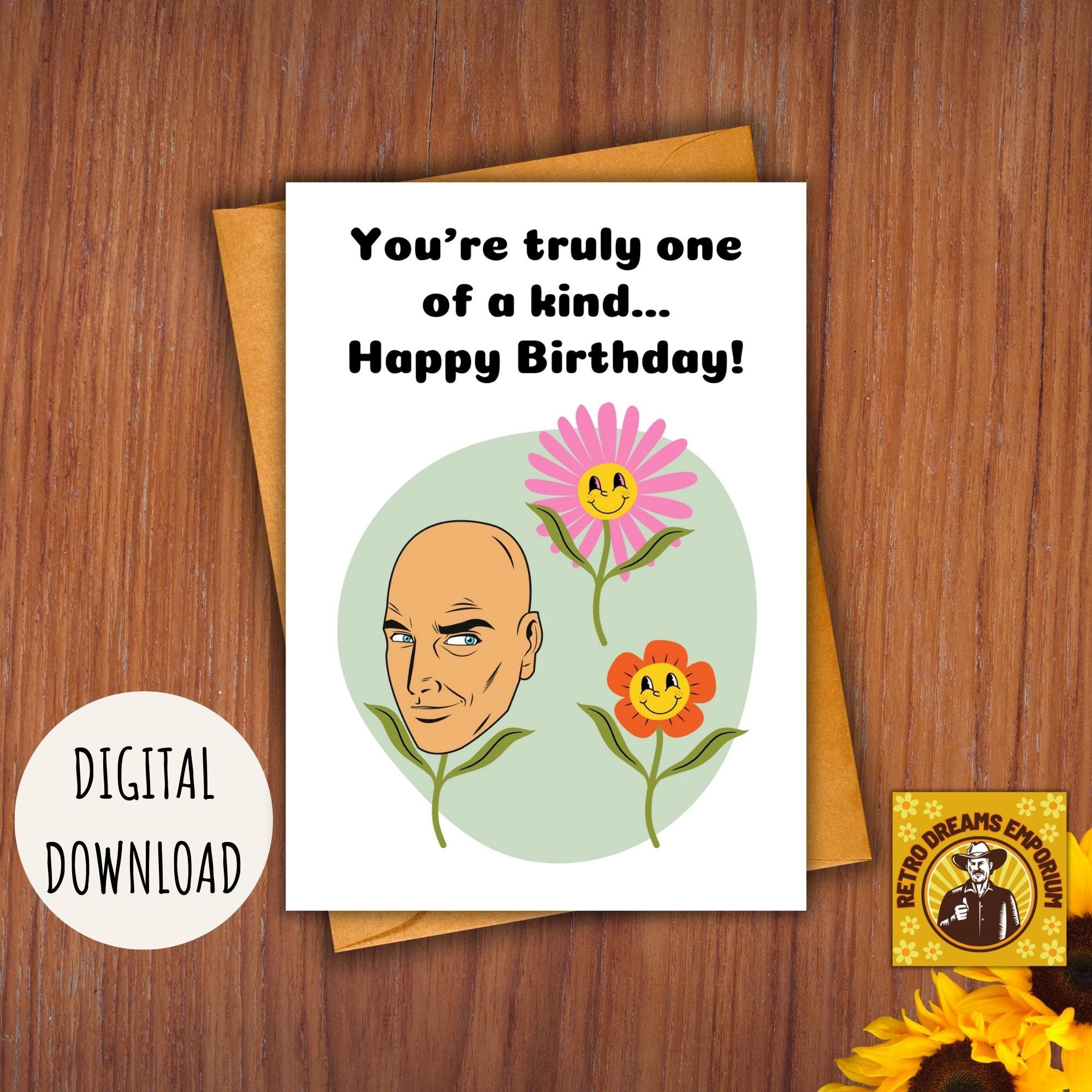Weird Birthday Card Printable, Funny Strange Flower Card, Retro Digital ...