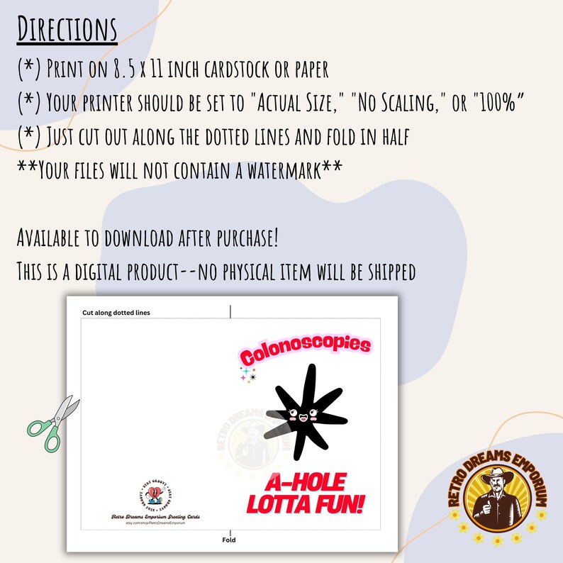 Funny Colonoscopy Get Well Card | Gastro Humor Gift (printable PDF ...
