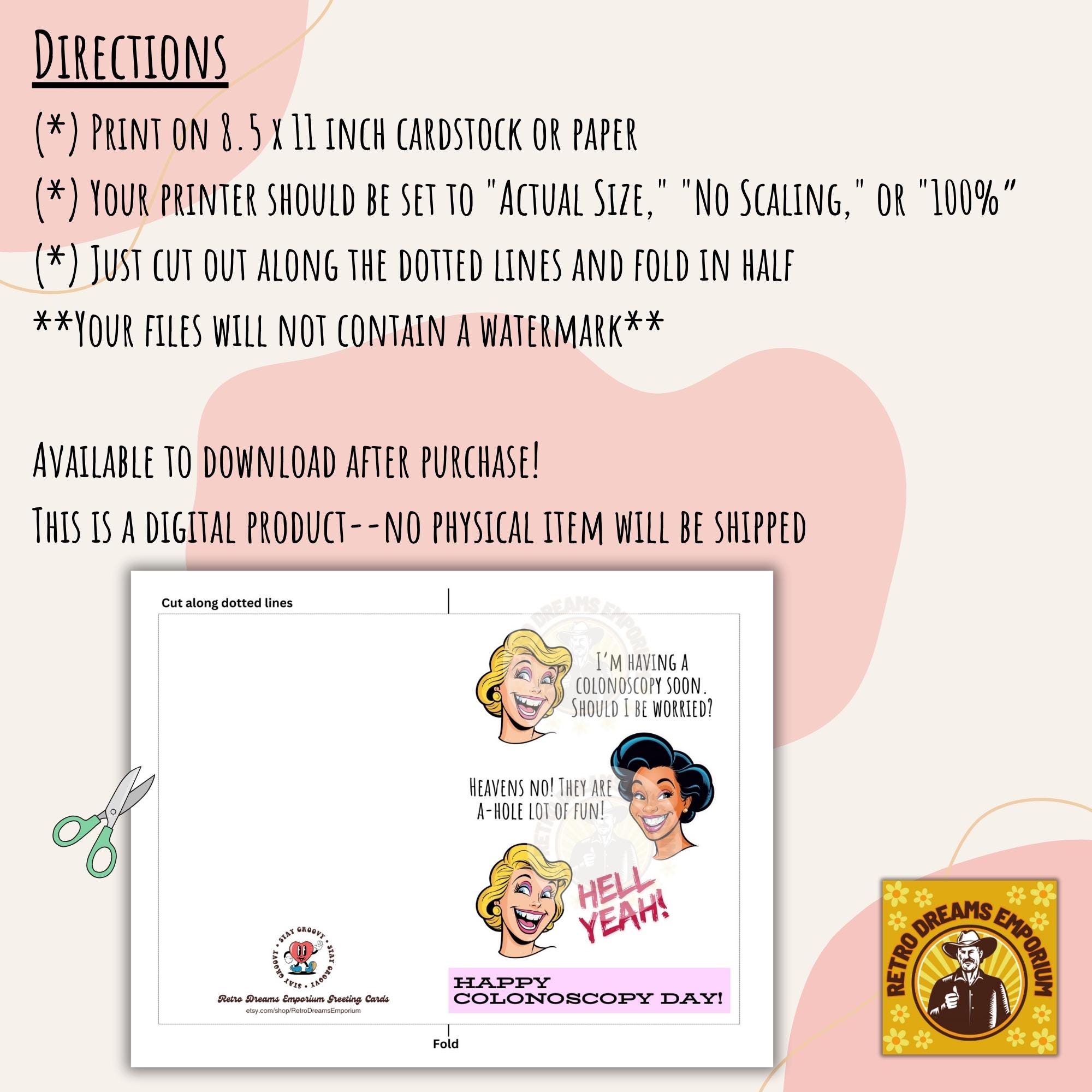 Cute Colonoscopy Card for Ladies, Printable Well Wishes, Digital Get ...