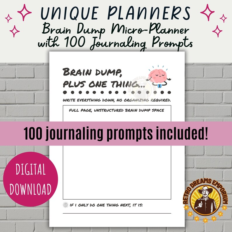 Brain Dump Journal Printable | ADHD Overwhelm Planner + 100 Journaling ...