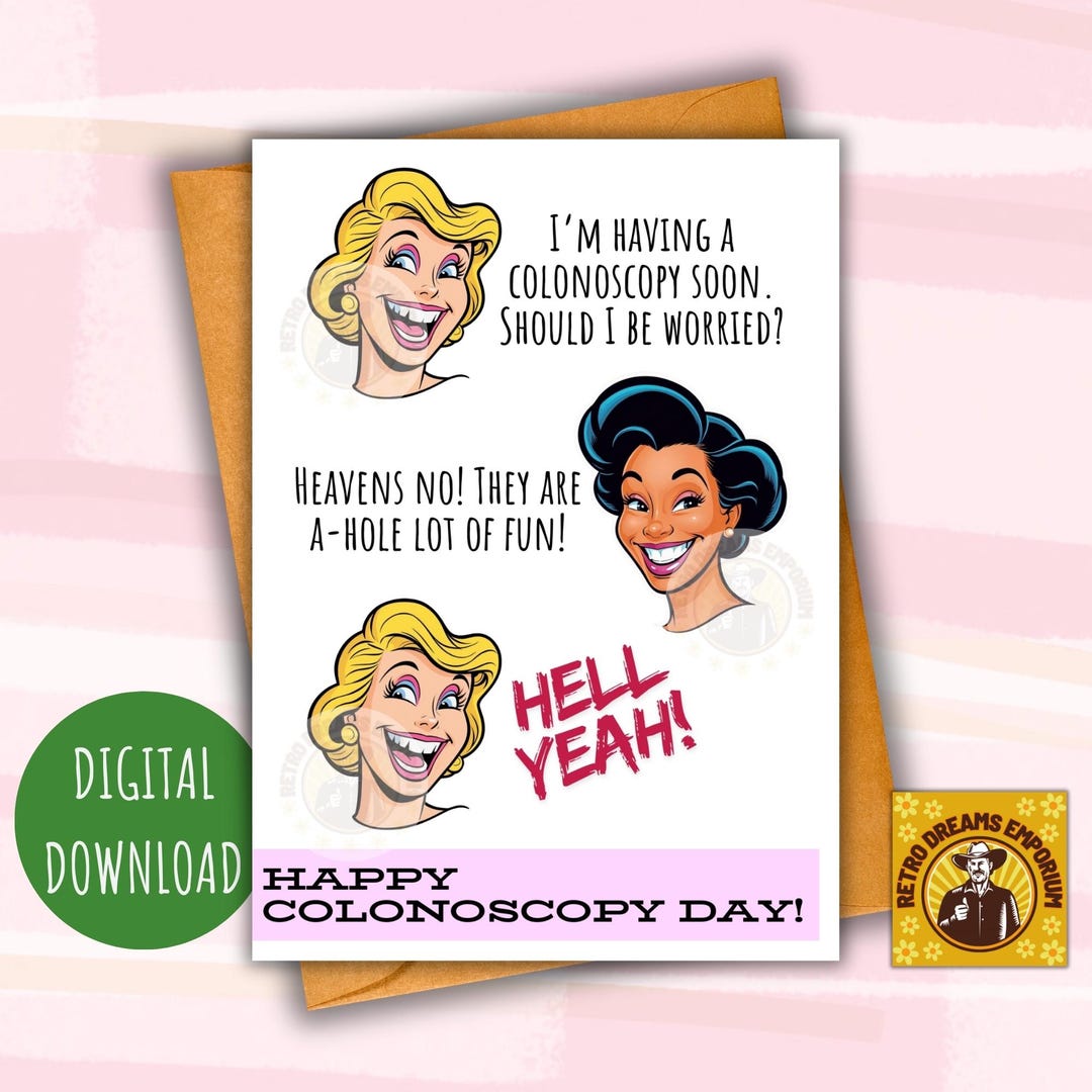 Cute Colonoscopy Card for Ladies, Printable Well Wishes, Digital Get ...
