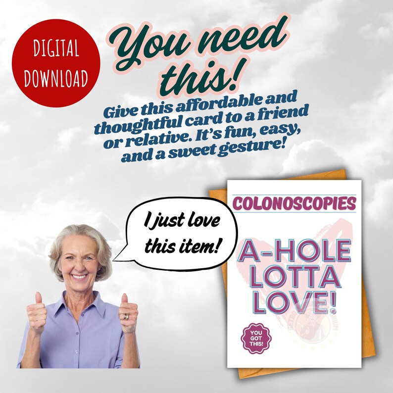 Funny Colonoscopy Greeting Card | A-hole Lotta Love | Printable Get ...