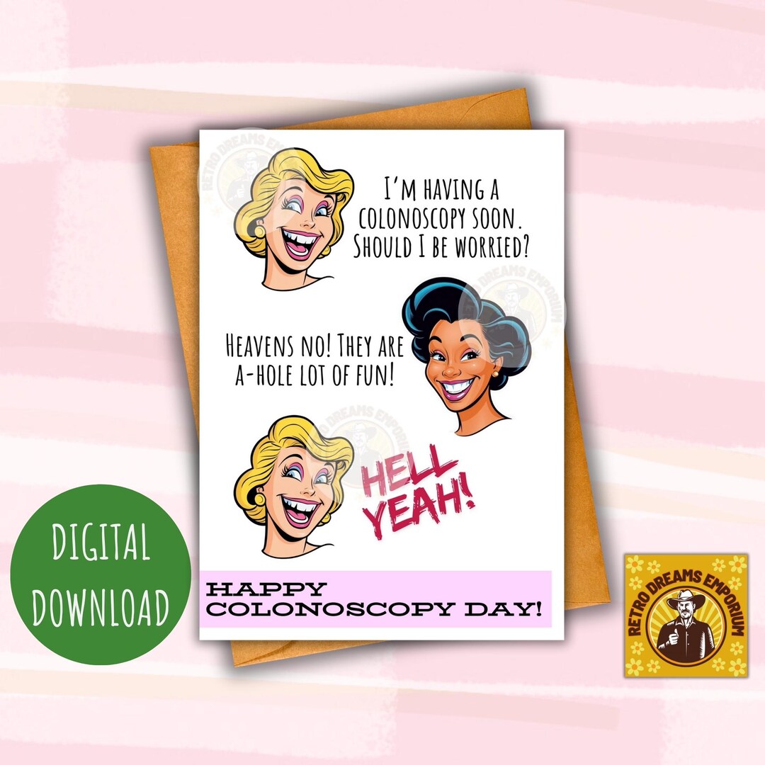 Cute Colonoscopy Card for Ladies, Printable Well Wishes, Digital Get ...