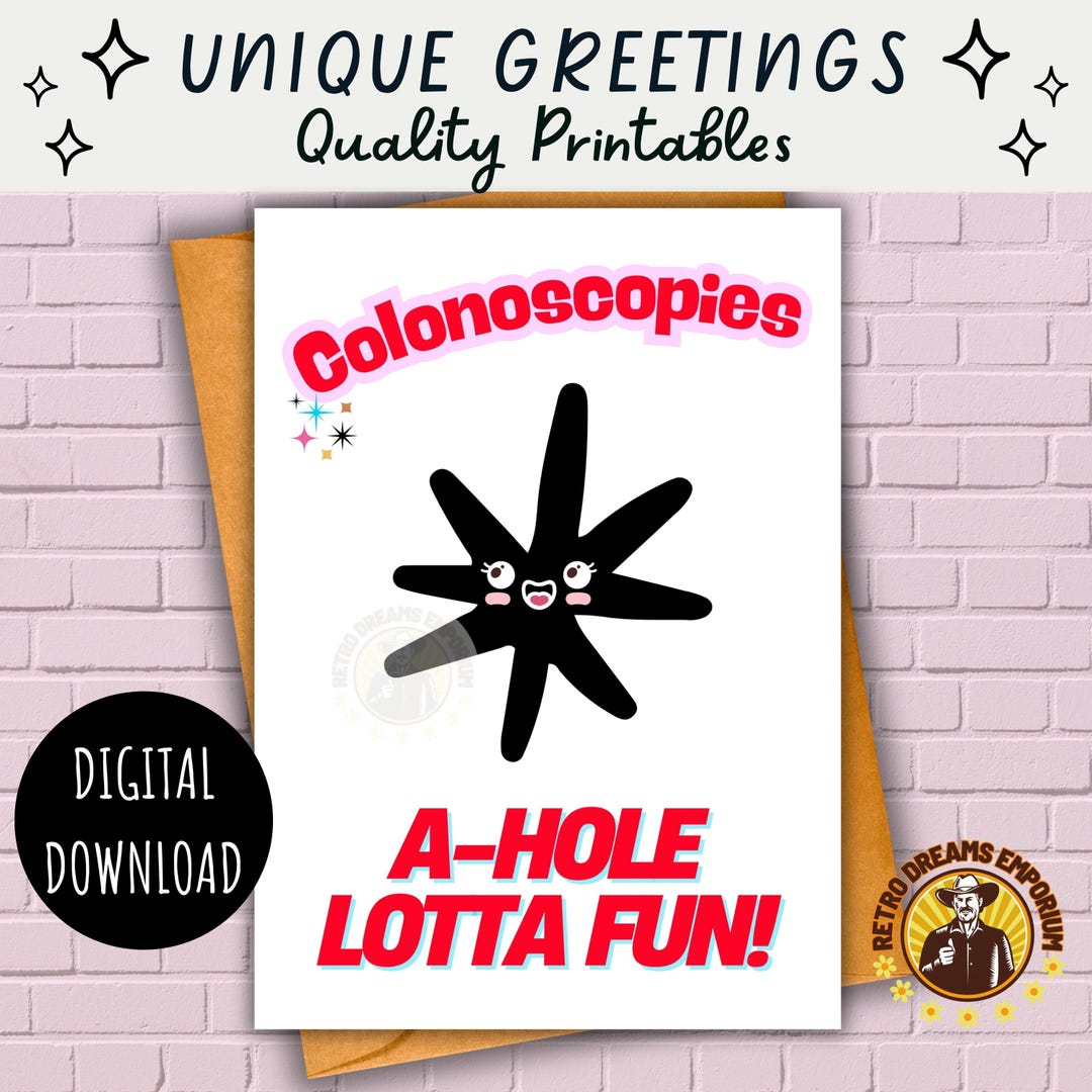 Funny Colonoscopy Get Well Card | Gastro Humor Gift (printable PDF ...