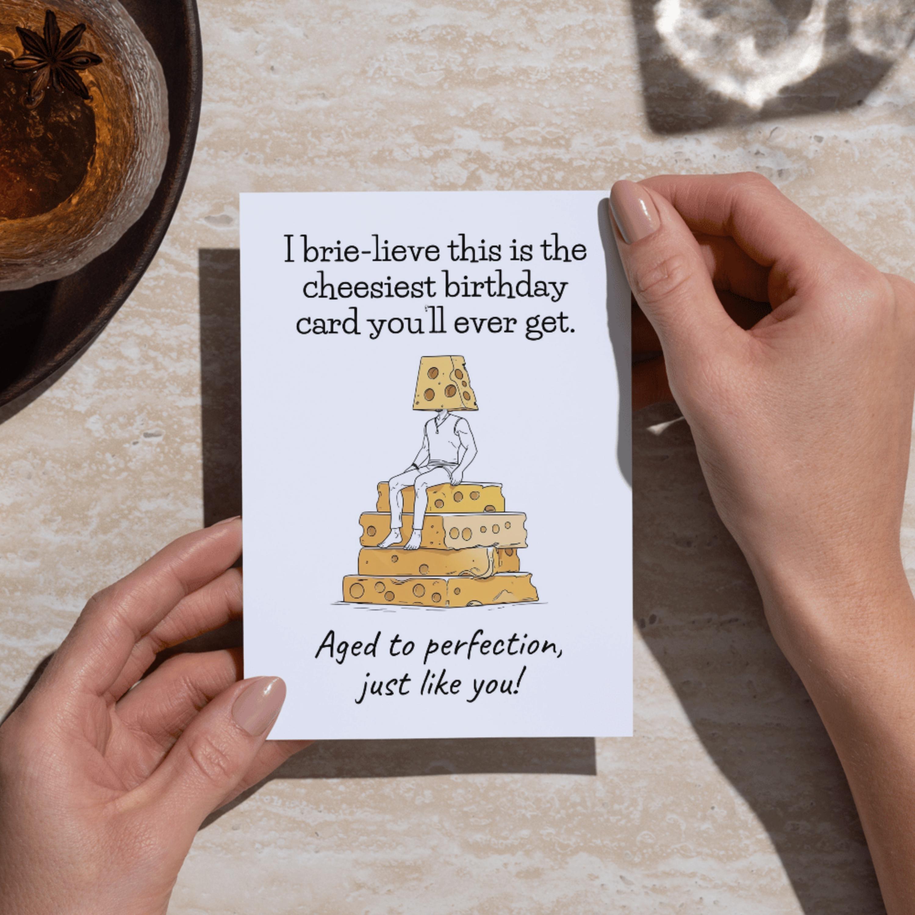 Funny Cheese Pun Birthday Card | Brie-lieve It! (printable PDF & JPG ...