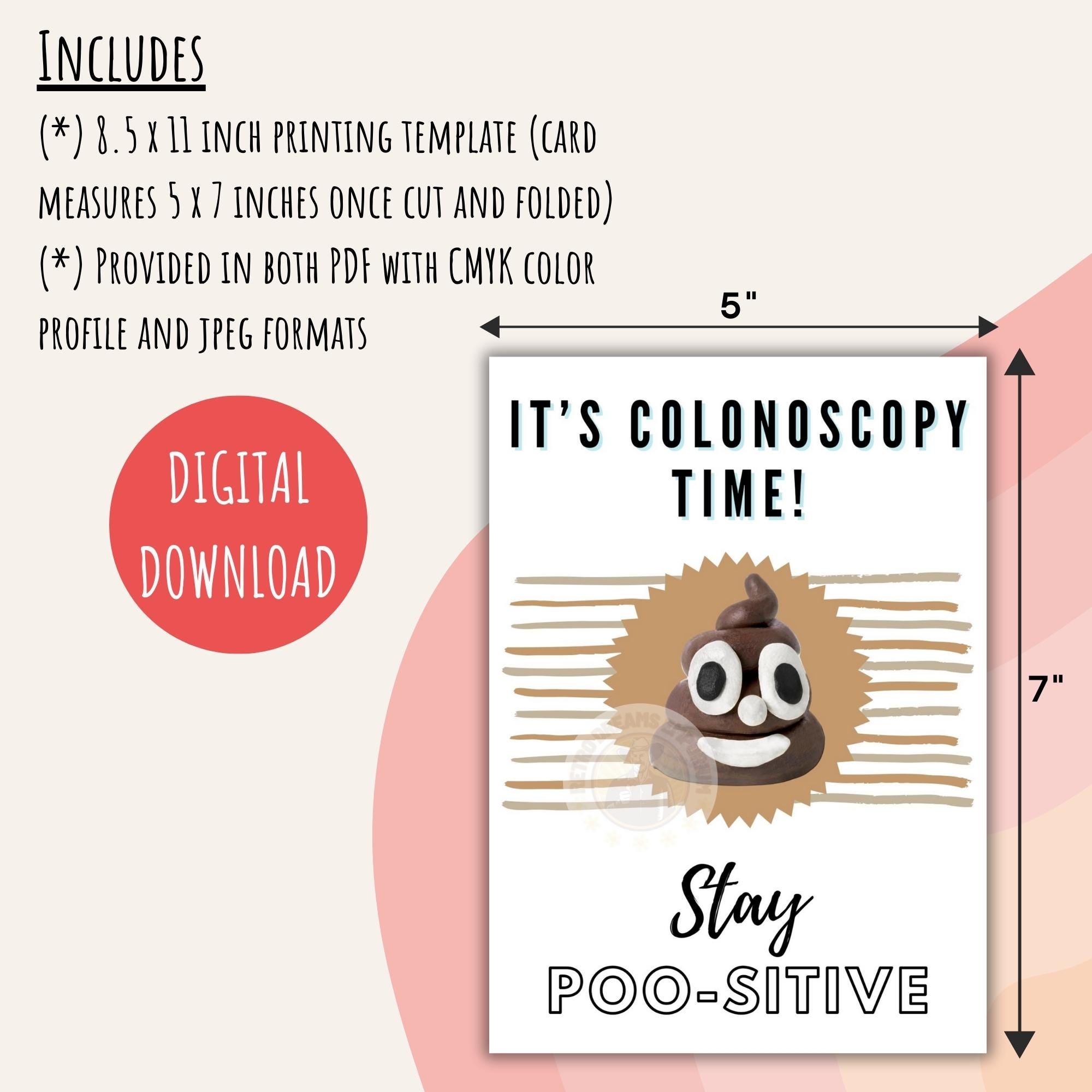 Colonoscopy Care Card Printable | Customizable Get Well Gift | Bowel ...