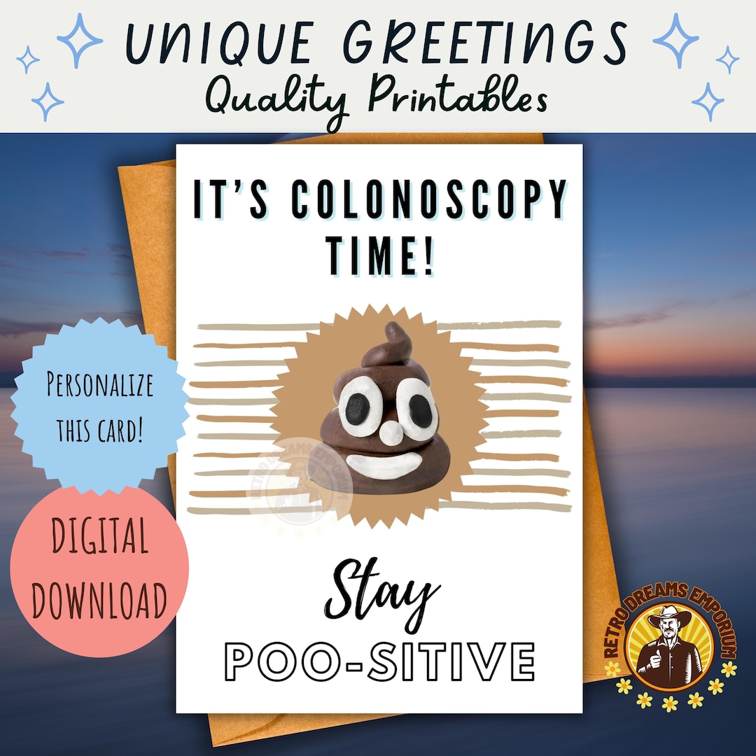Colonoscopy Care Card Printable | Customizable Get Well Gift | Bowel ...
