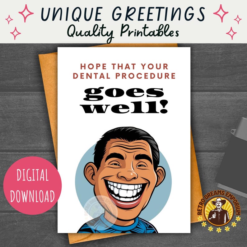 Funny Dental Procedure Card | Printable Get Well Gift | Tooth Repair ...