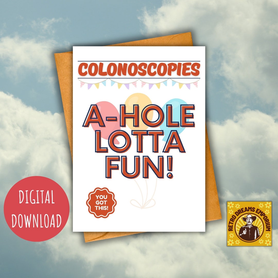 Colonoscopy Well Wishes Card Printable, Digital Get Well Card, Funny ...