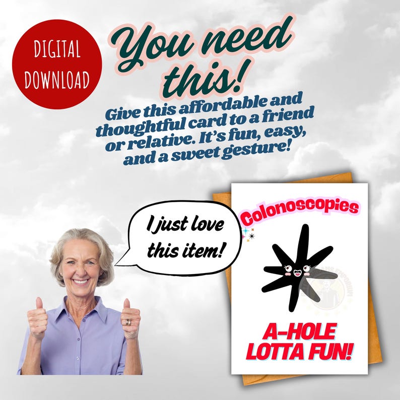Funny Colonoscopy Get Well Card | Gastro Humor Gift (printable PDF ...