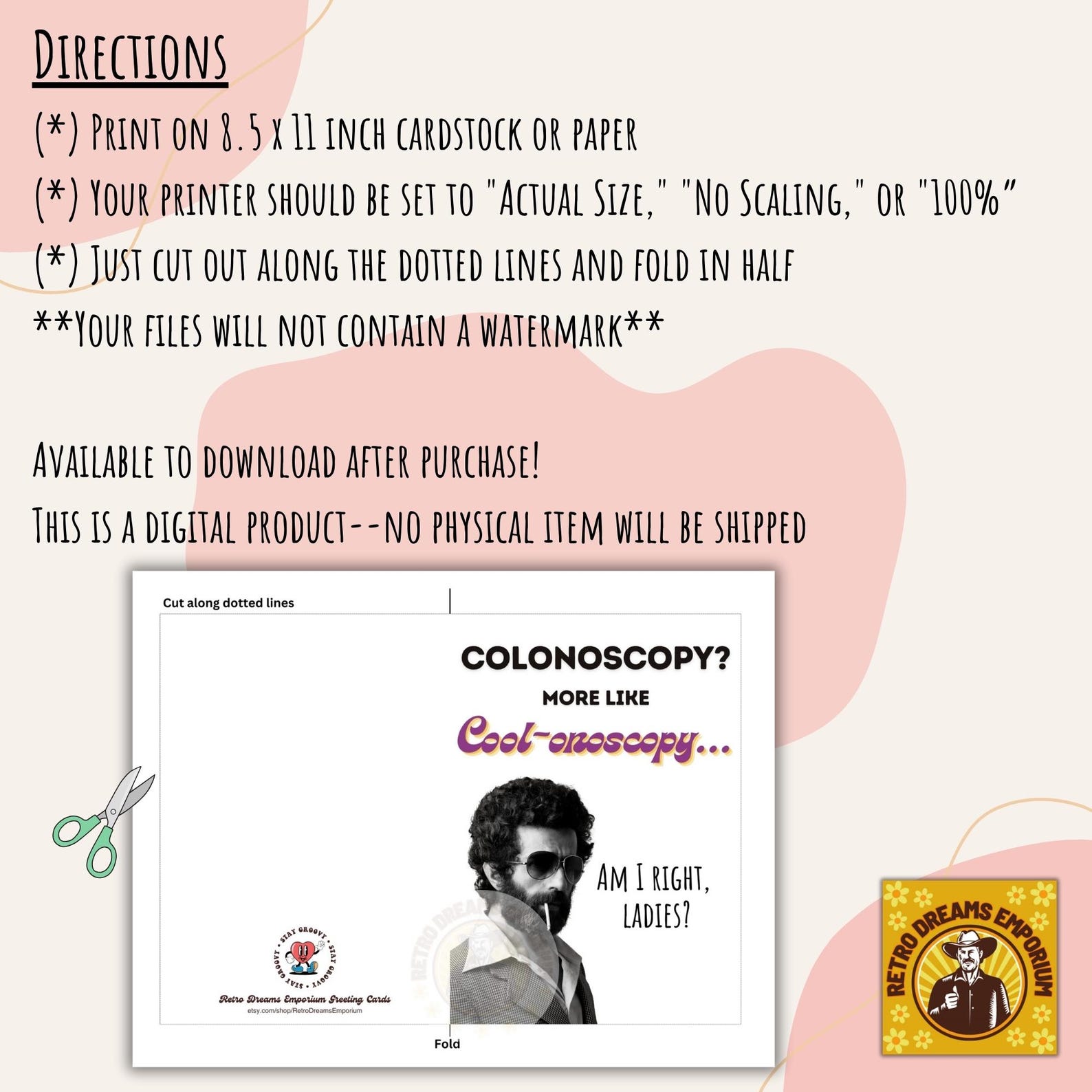 Colonoscopy Funny Card Printable | Digital Get Well Gift | Retro and ...