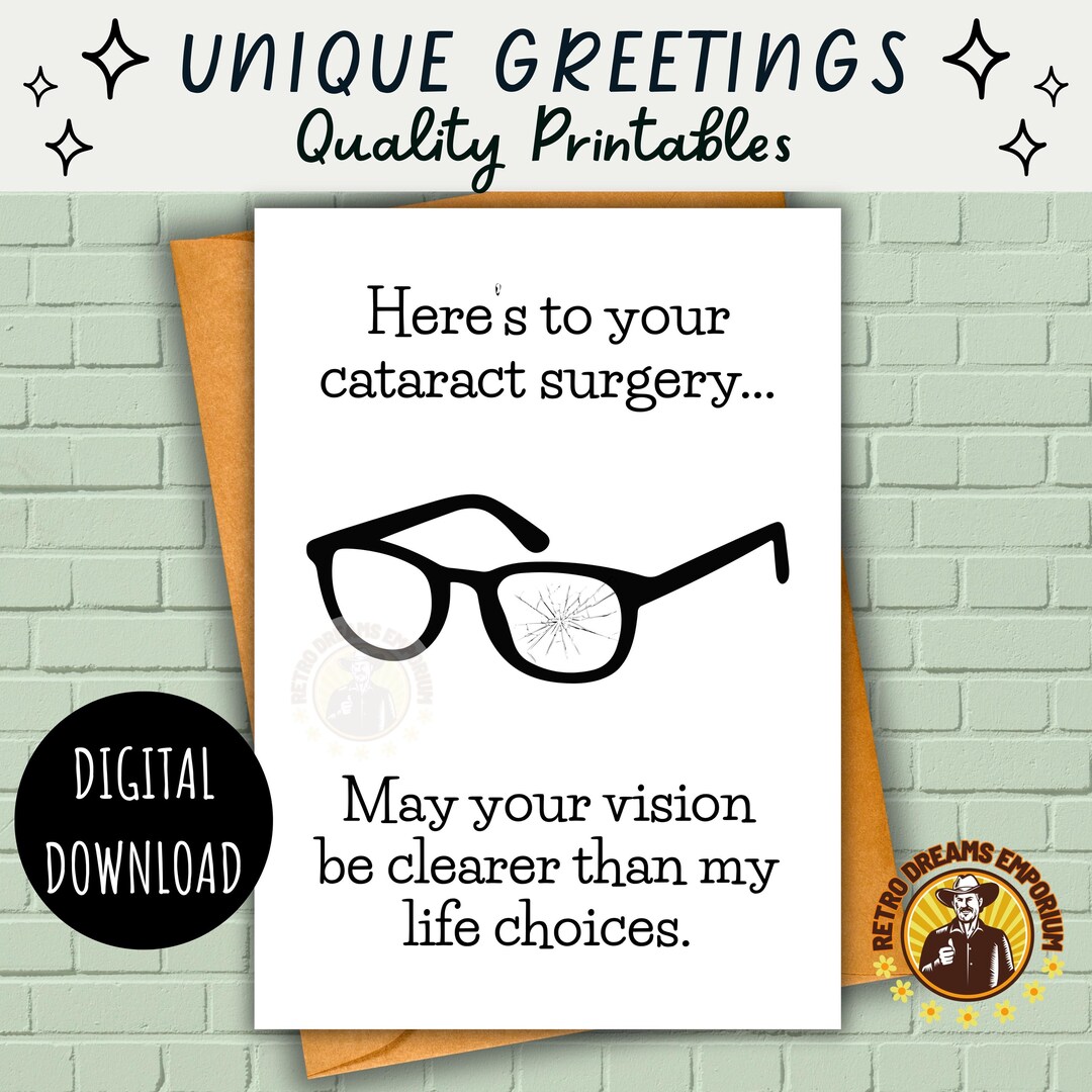 Funny Cataract Surgery Card | Printable Digital Download for Eye ...