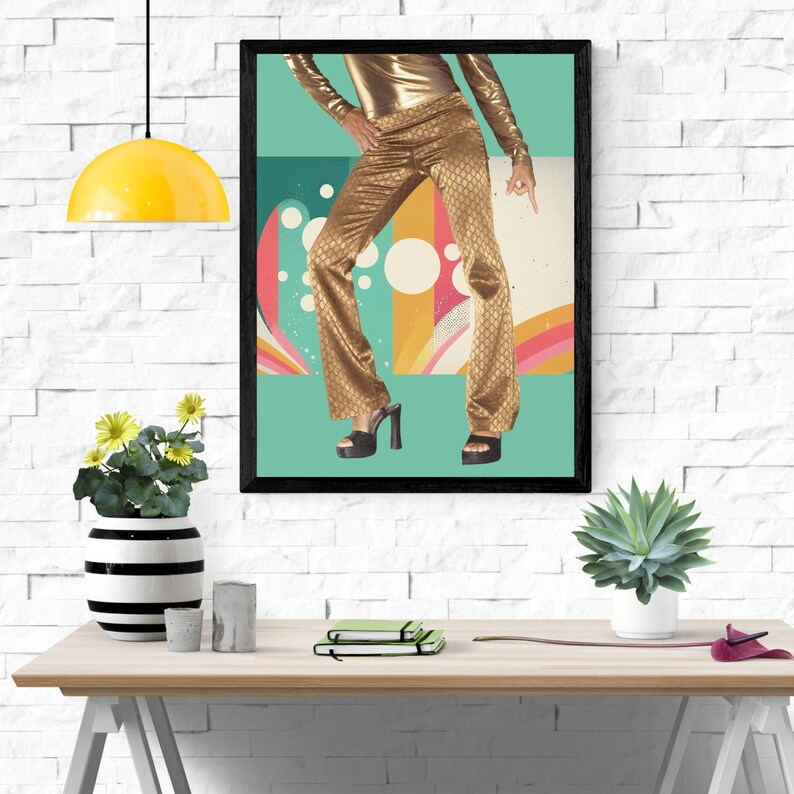 70s Retro Disco Diva Digital Print, Groovy Digital Download, Vibrant ...