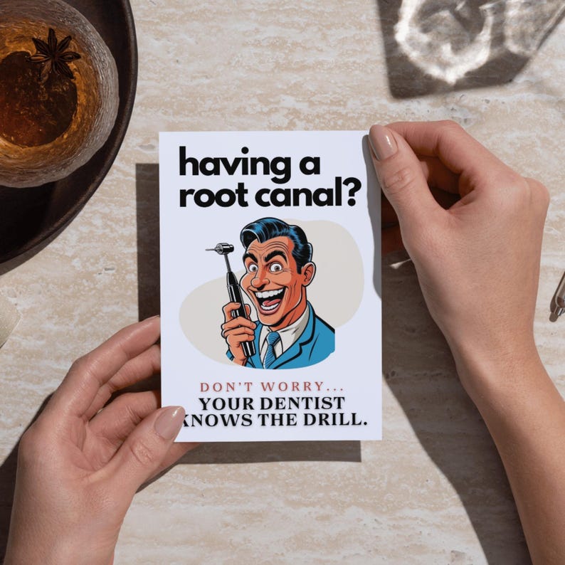 Root Canal Dental Humor Card, Printable Get Well Soon Card, Endodontic ...