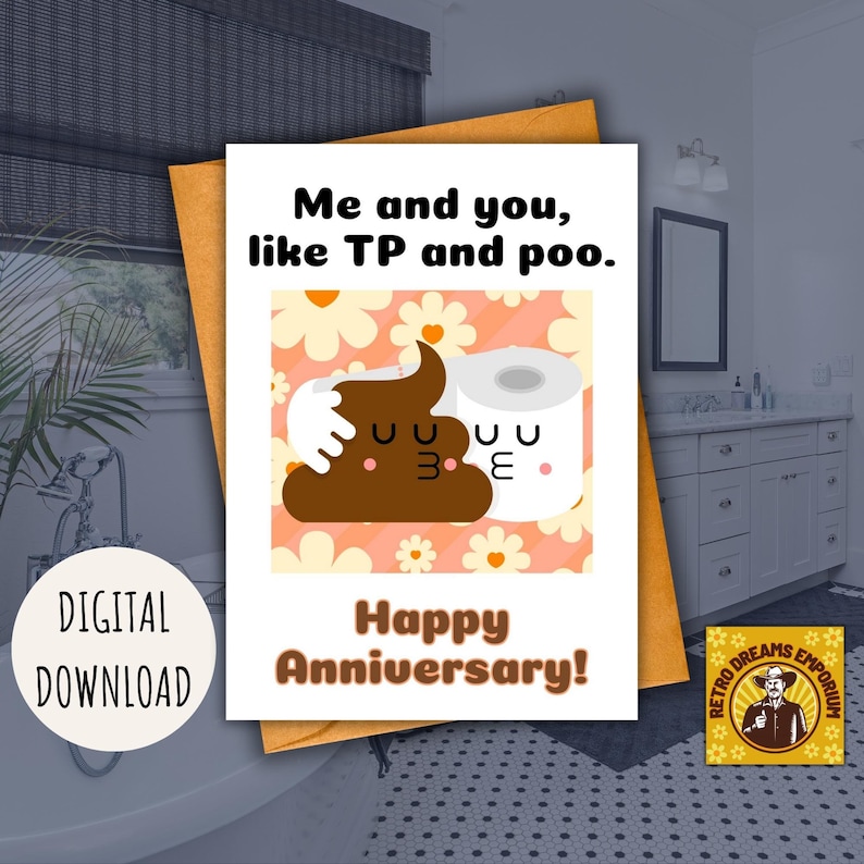 Printable Retro Poop Anniversary Card Digital Funny Gift for - Etsy ...