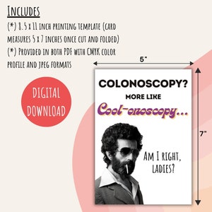 Colonoscopy Funny Card Printable, Digital Get Well Card, Retro and ...
