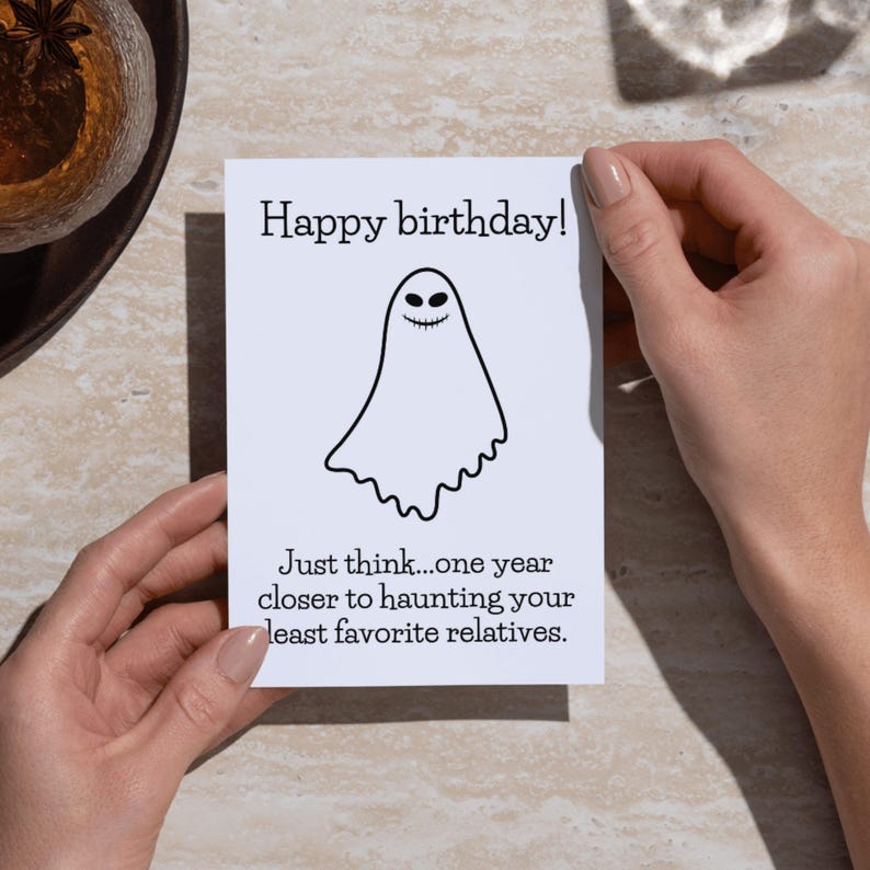 Gallows Humor Ghost Birthday Card | Sarcastic Gothic Printable (PDF ...