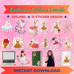 Adorable Printable Ballerina Stickers Sheet, Ballet Inspired Stickers ...