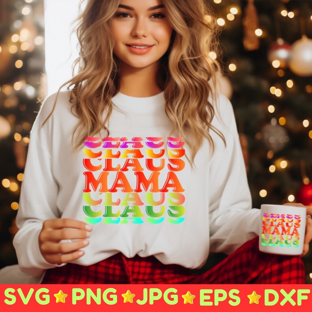 Retro Christmas Svg Mama Claus Svg T-shirt Design Mom - Etsy