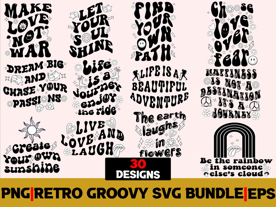 Groovy Retro SVG Bundle, Hippie Svg, Inspirational Svg Bundle ...