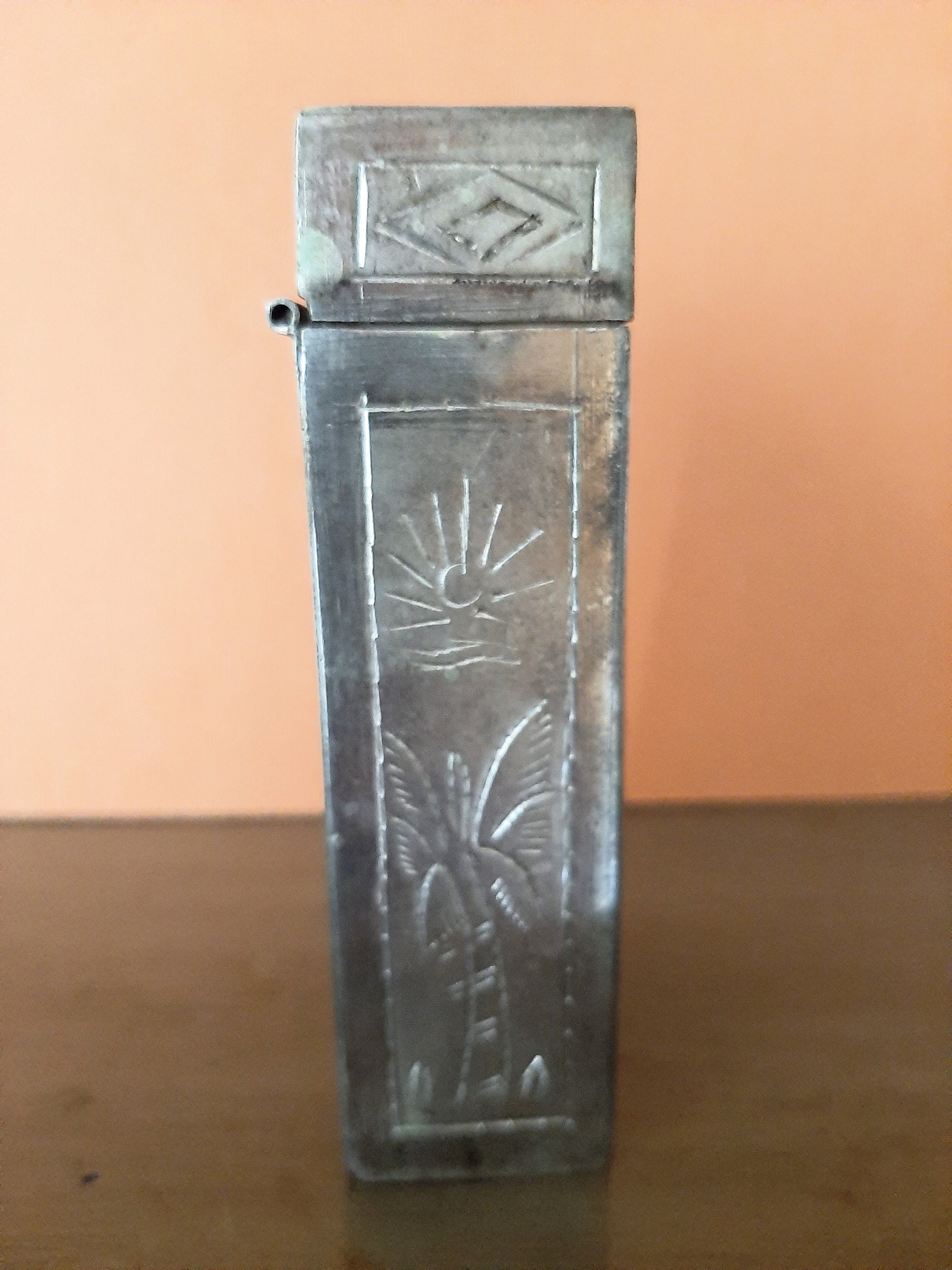 Antique Chinese Ornate White Metal Hinged Cigarette Case W Floral ...