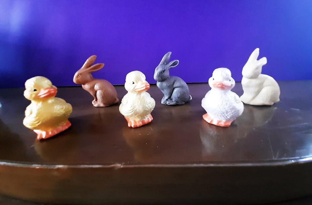 Vintage Miniature Ceramic Bunnies and Chicks Set of Six, Spring ...